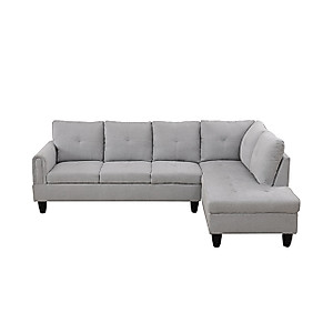 NicBex Sectional Couches for Living Room 2 Pieces Modern Sectional Sofa with Right Chaise Sectional Couch with Solid Frame Classic L Shape Sectional Sofa Set with Flannel Fabric, Grey