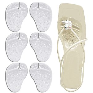 Urwalk Gel Metatarsal Pads for Thong Sandals Flip-Flops, 3 Pairs Self-Adhesive Forefoot Pads, Anti-Slip Ball of Foot Cushion Insoles for Women and Men, All Day Pain Relief ( Transparent)