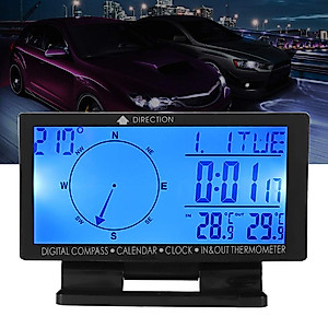 Digital Car Thermometer, CD60 Multifunctional Digital Car Automobile Thermometer Gauge with Time Navigation Function