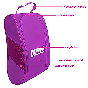 Waterproof Breathable Dustproof Travel Portable Shoes Zipper Handle Carrying Case Organizer Home Shoes Free Stand Packing Cubes Box Storage Bag (Red)