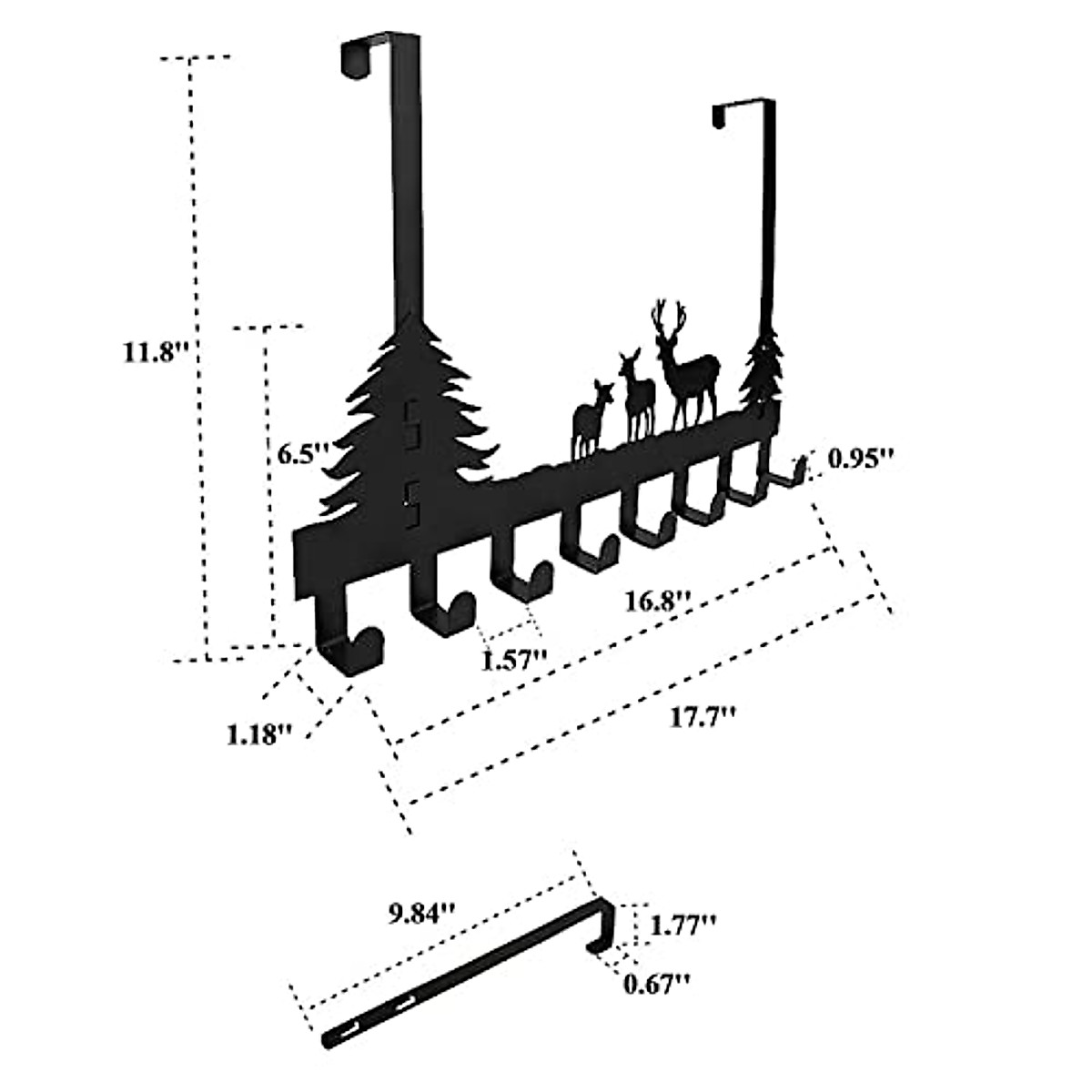 BeiLeiNiceHK Coat Hooks Wall Mounted Metal Towel Hook Rack Animal Deer Hanger for Bathrooms Door Decorative Hook Key Hooks Organizer for Coat, Hat, Clothes, Keys,Pet Leash,Umbrella, 8-Hooks, Black