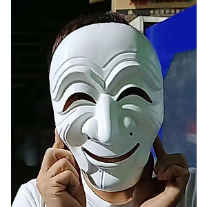 Movie Mask Halloween Cosplay Unisex White Mask For Party Costume Props (10.2*7.1in, White)