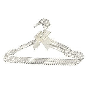 ADORILA 5 Pack Pearl Clothes Hangers, Elegant Bridesmaid Hangers, Closet Coat Storage Organizer Bowknot Standard Wedding Hangers (White)