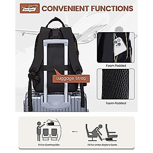 LOVEVOOK Laptop Backpack for Women, 15.6 Inch Travel Anti-theft Laptop Bag, Fashion Work Business Backpacks Purse, Warterproof College Teacher Nurse Computer Professor Daypack, Beige-Black-Brown