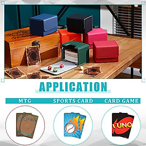 Yookeer 6 Pack Leather Deck Card Boxes 100+ Card Deck Game Box Magnetic Playing Card Deck Card Storage Box for 100 Plus Cards Compatible with MTG TCG (Pink,Red,Orange,Black,Blue,Green, Horizontal)