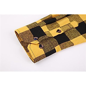 Adhdyuud Men's Flannel Plaid Long Sleeve Casual Button Shirt Classic Checkered Pocket Shirts M512 USA S Asian L