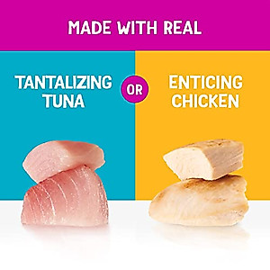 Friskies Purina Pureed Cat Food Topper Variety Pack, Lil' Shakes with Chicken and with Tuna Varieties - (2 Packs of 18) 1.55 oz. Pouches