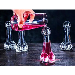 Bar Parties Glass Cocktail Cups, Funny Penis Cocktails Shot Cup Whisky Wine Sex Crystal Bottle Spirit Shot Glass for Bachelor Bachelorette Parties Gift Bottle