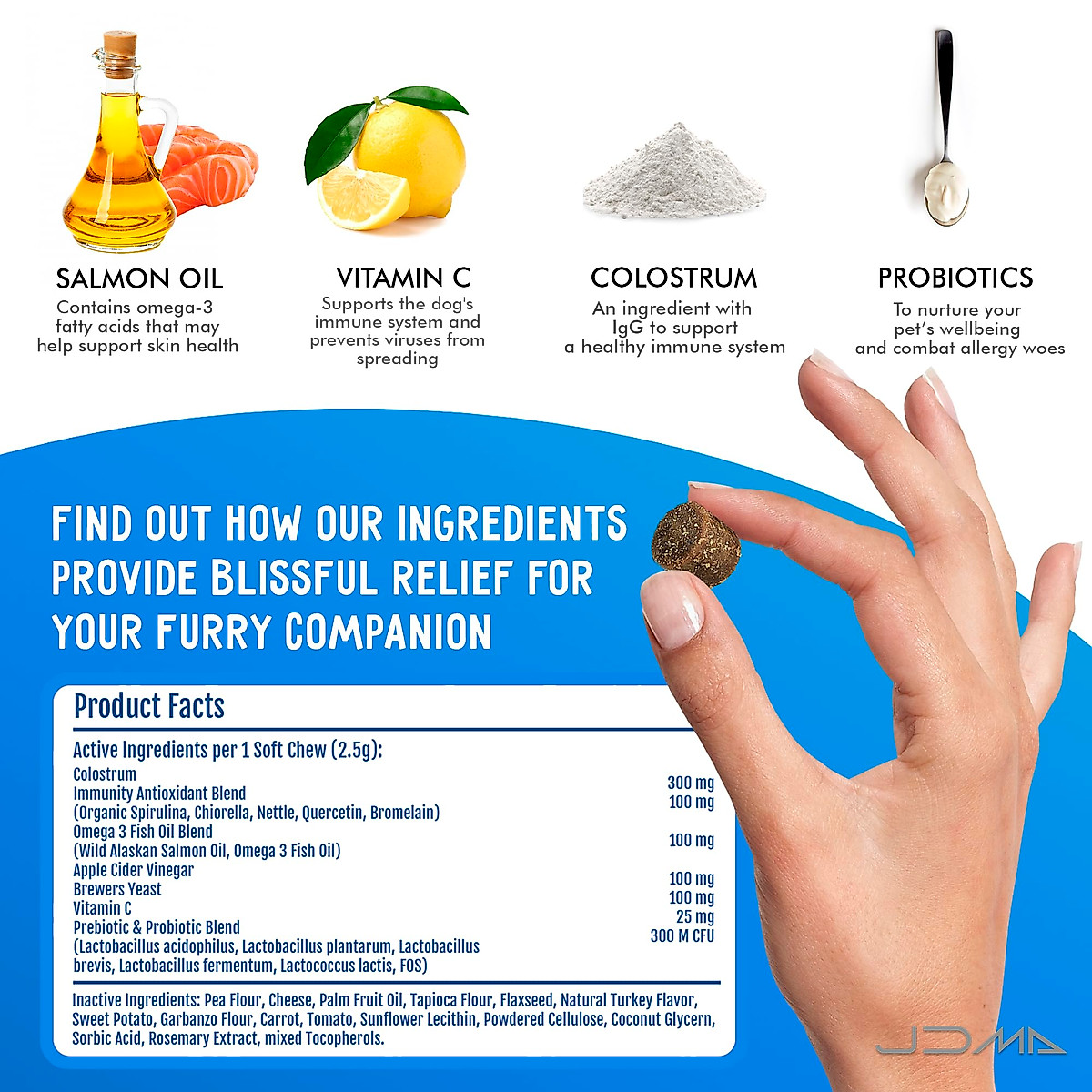 ZenBites Organic Allergy Vitamin Chews Anti Itch Supplement Dog Allergy Relief for Skin & Seasonal Allergies Omega 3 Probiotics for Dogs Salmon Oil Blend with Vitamin C Turkey - 120 Count