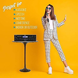 Pyle Wireless Microphone Power Amplifier System- 200W Dual Channel Sound Audio Stereo Karaoke Speaker Receiver w/USB, AUX, Microphone IN w/Echo, Radio, Home Theater via RCA, Studio Use - Pyle PDA8BUWM