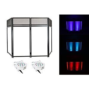 Rockville ROCKBOOTH Outdoor Backyard Party Pro DJ Booth Facade+2 Scrims+2 Lights