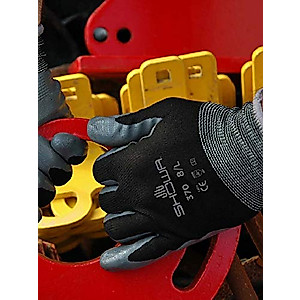 SHOWA Atlas 370B Nitrile Palm Coating Glove, Black, Medium (Pack of 12 Pairs)