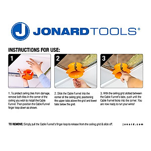 Jonard Tools CPF-215 Cable Funnel Drop Ceiling Protector, Orange