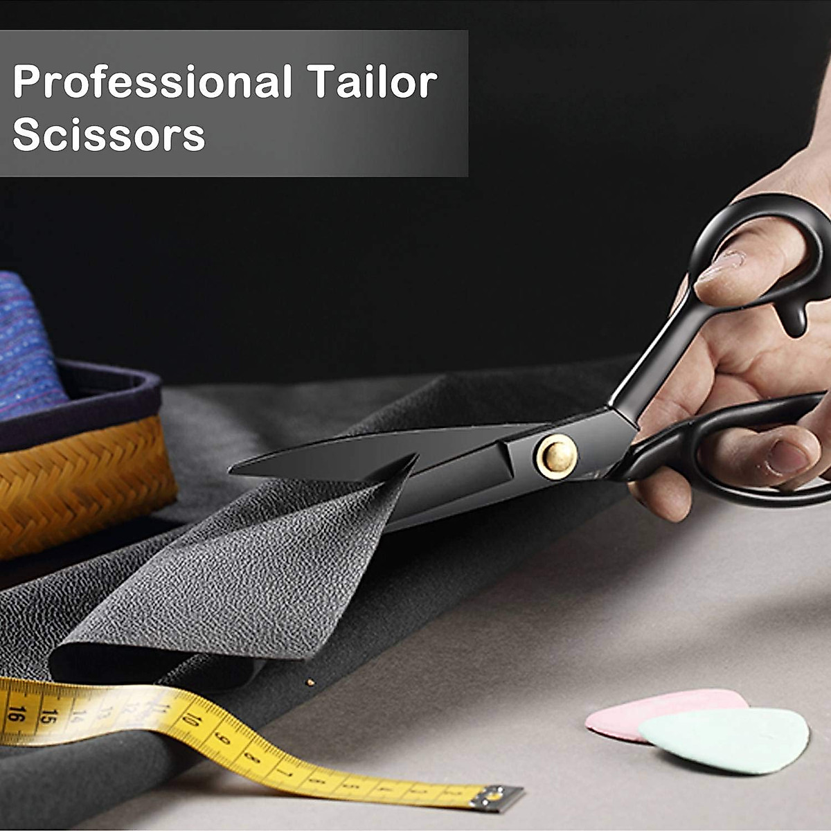 BIHRTC Professional 9 inch Dressmaking Tailor Scissors Small Embroidery Scissors Sharp Fabric Sewing Shears Scissor for Cloth Altering Leather Threading Cutting and Artwork