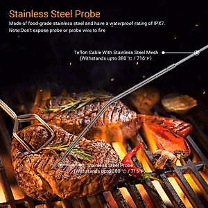 Excellent Home 230 Feet Wireless Range Grill Oven Meat Thermometer with Timer and LCD Backlight Waterproof Dual Probe Kitchen Cooking Food Thermometer