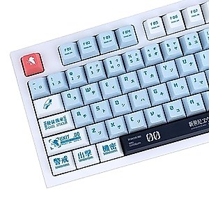 GEKUCAP Custom Keycaps, 143 Keys Blue Japanese Keycaps, Dye Sublimation Key Caps Cherry Profile PBT Keycaps Set Fit for 61/64/104/68/87/108 Custom Mechanical Gaming Keyboard