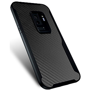 Carbon Fiber Pattern Slim Case Compatible with Samsung Galaxy S9 Plus, Shockproof 10ft. Drop Tested, Wireless Charging Compatible - Black