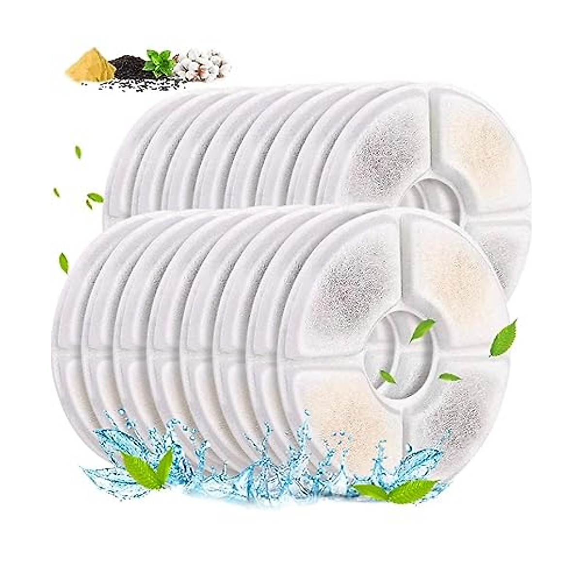 Akklaim 16 Pack Cat Water Fountain Filters Triple Filtration System Pet Cat Fountain Filter Replacement for 84oz/2.5L Cat Fountains