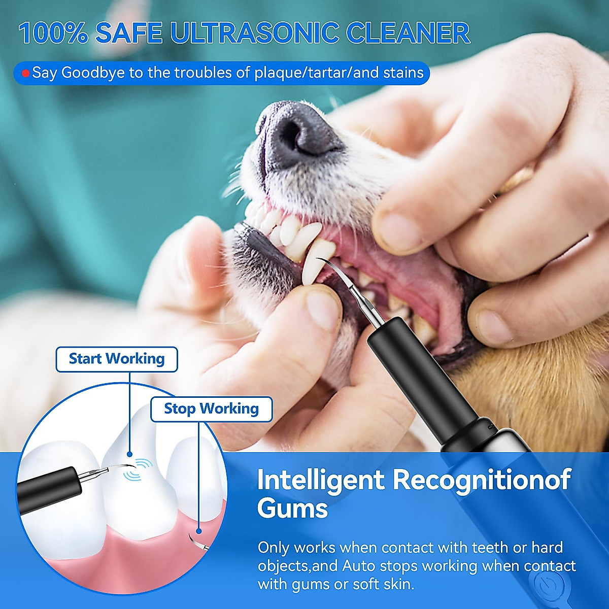 UKEXE Dog Plaque Tartar Remover for Teeth, Pet Ultrasonic Tooth Cleaner, Dental Tools Cleaning Kit for Teeth Stains for Dogs & Cats with 5 Modes (Black)