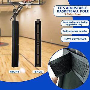 VANCL Pole Padding 4" Square Garage Pole Padding Heavy Duty Basketball Pole Pads 4 Inch Durable Basketball Pole Pad UV-Resistant Waterproof, Black (Fit 4x4 Inch Pole-6 Feet Tall)