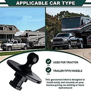 Gooseneck Ball Adapter - Fifth Wheel Kingpin to 2-5/16 Inch Gooseneck Ball Towing Receiver Adapter -Black