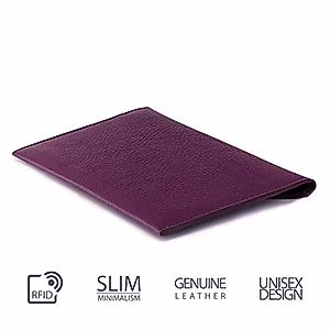 Otto Angelino Slim Genuine Leather Wallet Clutch - Multiple Slots Money, ID, Cards, Smartphone, RFID Blocking - Unisex