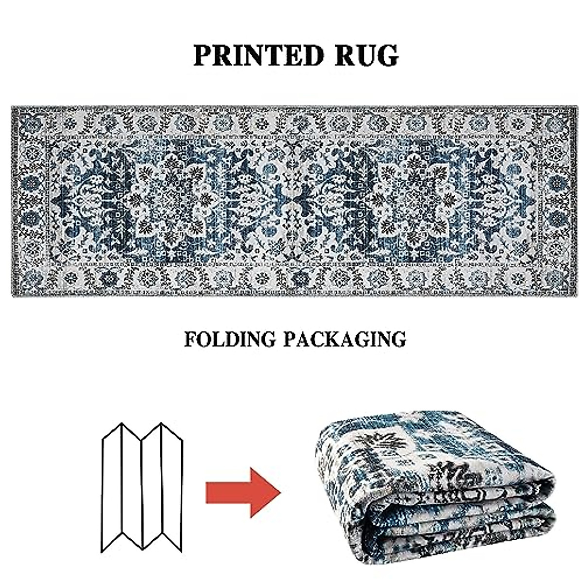 RUGSREAL Boho Washable Runner Rug 2x6 Hallway Runner Vintage Floral Carpet Runner Non Skid Machine Washable Low Pile Non-Shedding Runners Foldable Entry Throw Area Rug for Living Room Bedroom