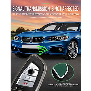 HUBEIVO for BMW Key Fob Cover Case Metal Shell Car Smart Keys Protect Keychain (P-BWBqz-Brown)