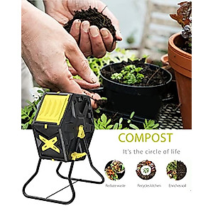 18.5 Gal Tumbling Compost Bin from BPA Free Material - Outdoor Single Rotating Chamber Composters，with Easy-Turn, Fast-Working System for Garden/Patio