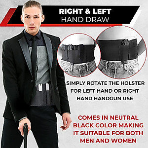 Tactical Belly Band Holster for Concealed Carry Pistol Hand Gun Holder, Hide Handgun Under Shirt Elastic Waist Belt Holsters for Men and Women (Belly Band Holster)