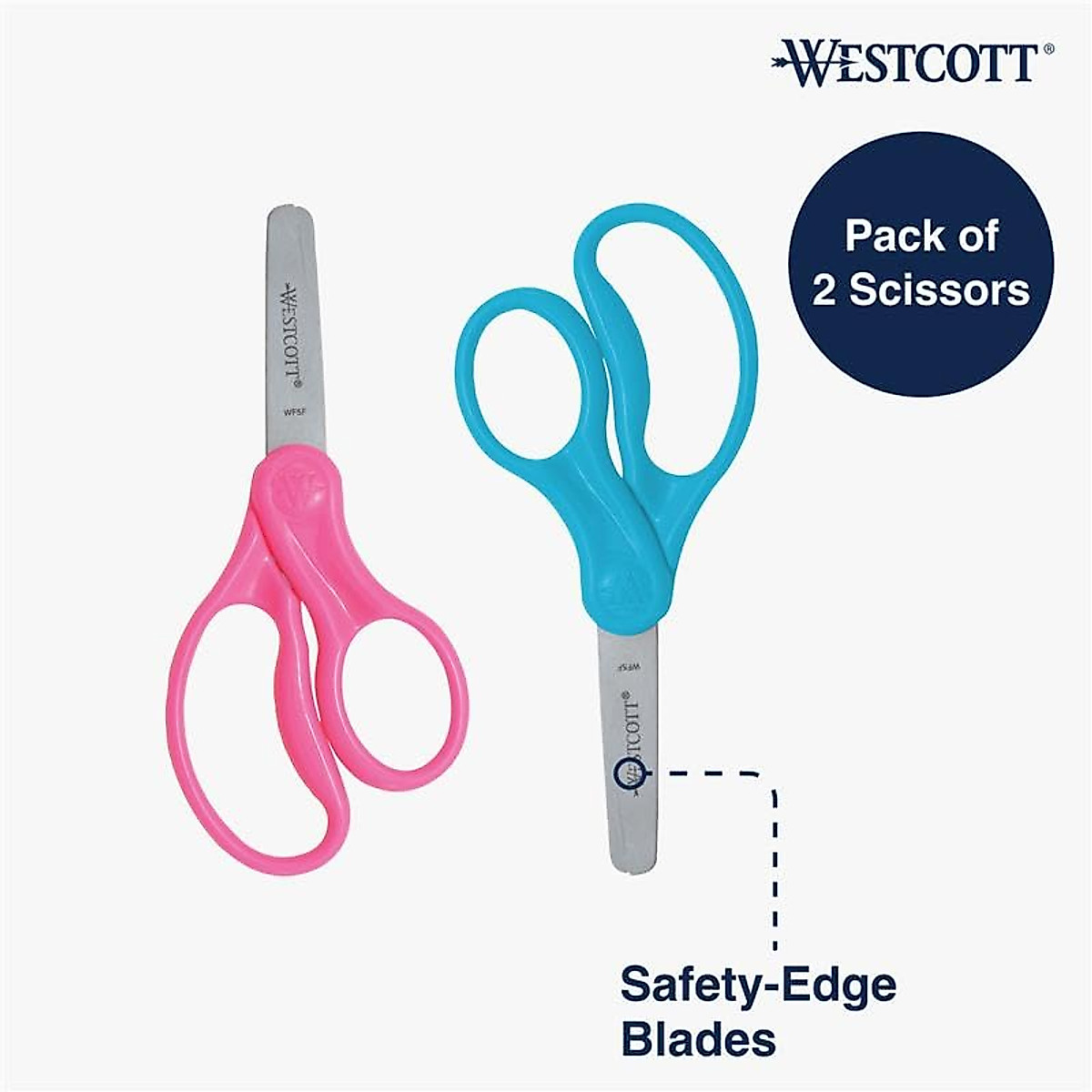 Westcott Scissors For Kids, 5" Blunt Safety Scissors, Assorted, 2 Count (Pack of 1) (13168)