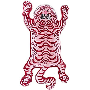 Tibetan Tiger Print Skin Red Pink Area Rug for Home Decor Wall Hanging for Living Room Bedroom Anti-Slip Rug by AFTAB Collection 2X3 Feet