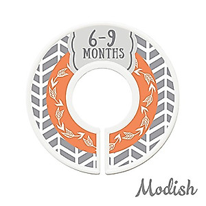 Modish Labels Baby Clothes Size Dividers, Baby Closet Organizers, Size Dividers, Baby Closet Organizers, Closet Dividers, Clothes Organizer, Boy, Woodland, Arrows, Tribal, Orange, Grey, Gray (Baby)