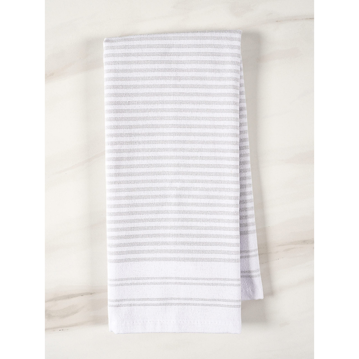 KAF Home Marseilles Reversible Terry Kitchen Towels - Set of 3-100% Cotton (Drizzle Gray)