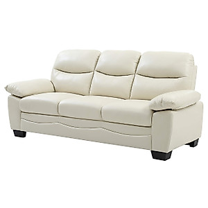 Glory Furniture Marta Upholstered Sofa, Pearl Faux Leather