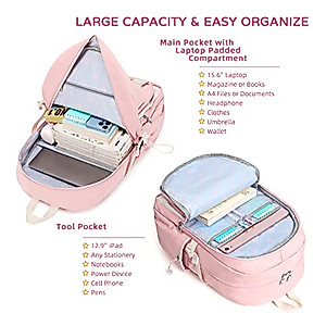 Caoroky knight Laptop Backpacks 15.6 Inch Cute School Bag Elementary Middle High School College Backpack Anti Theft Travel Daypack Large Bookbag for Teens Girls Women Students - Pink