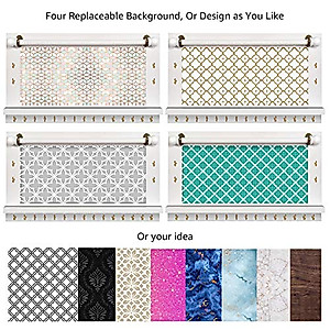 VIEFIN Rustic Jewelry Organizer Wall Mounted Jewelry Holder, Wood Earring Holder Display With Shelf And Hooks, Removable Rod For Bracelet Necklace Ring Bracelet - White