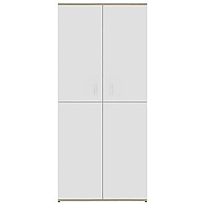 Gecheer Shoe Cabinet, Wooden Shoe Rack Shoe Storage Cabinet, Engineered Wood Shoe Shelves Organizer for Closet Hallway Bedroom Entryway White and Sonoma Oak 31.5"x15.4"x70.1"