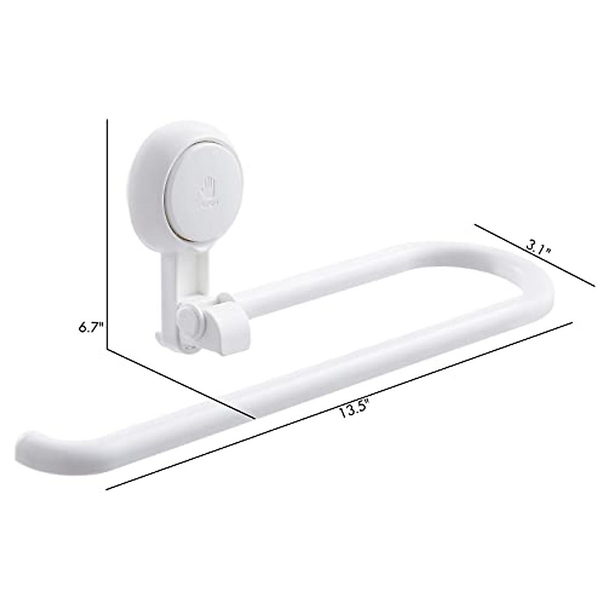 TAILI Suction Cup Paper Towel Holder Under Cabinet, No Drilling Plastic Paper Towel Rack for Kitchen, Reusable Paper Towel Hanger, Wall Mount Paper Towel Holder White