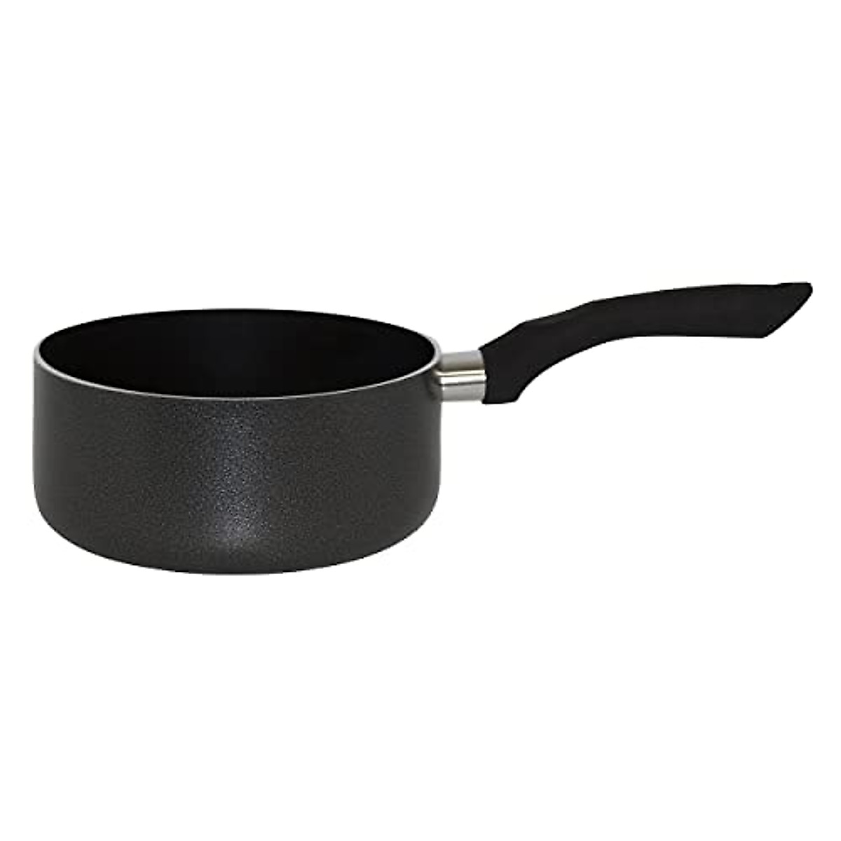 IMUSA USA 2 Quart Charcoal Exterior Sauce Pan with Nonstick Interior and Black Soft-Touch Handle