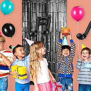 Skylety Music Birthday Party Decorations Includes Karaoke Rose Red Blue Black Tinsel Curtains Music Balloons Music Note Balloons for Music Theme Party Photo Backdrop