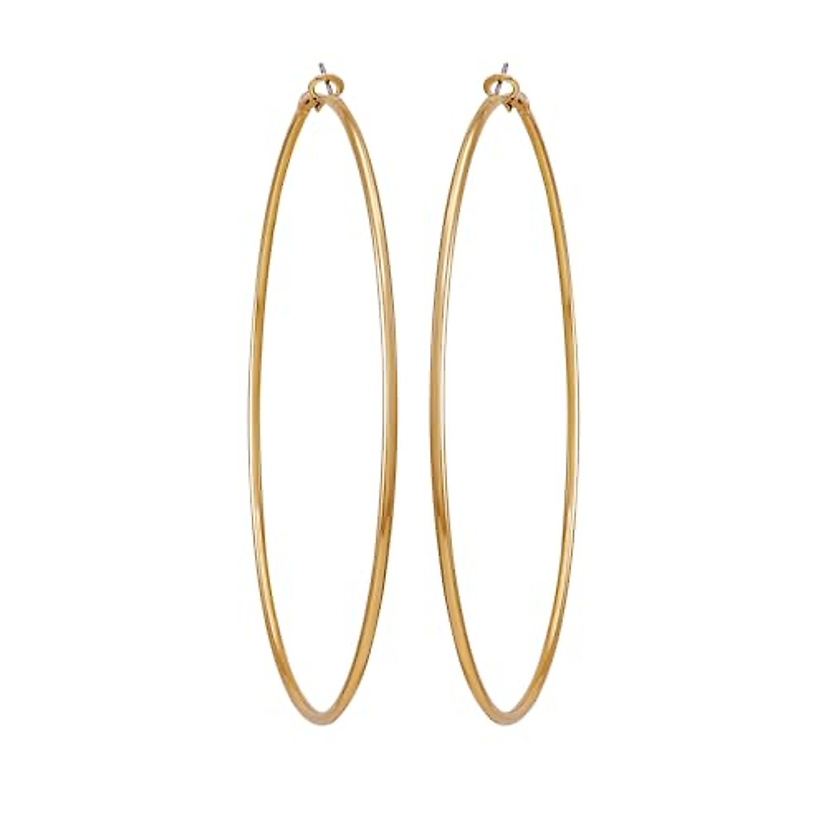 GUESS Extra Large Goldtone Clutchless Hoop Earrings