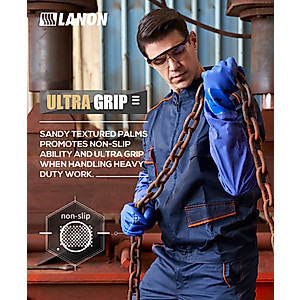 LANON 26" Elbow Length PVC Chemical Resistant Gloves, Heavy-Duty Long Rubber Gloves, Acid, Alkali & Oil Protection, XL