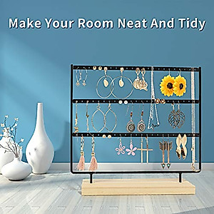 Suneed Earring Holder Organizer Jewelry Display Stands Earring Organizer Stand Jewelry Holder Organizer, Earring & Necklace Jewelry Towel Organizer Display Tree (Black-3Layer)