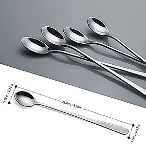 Long Handle Iced Tea Spoons, IQCWOOD 9-Inch Long Handle Tea Spoons, Coffee Spoon, Ice Cream Spoon, Stirrers Spoons, Stainless Steel Cocktail Stirring Spoons, Set of 4
