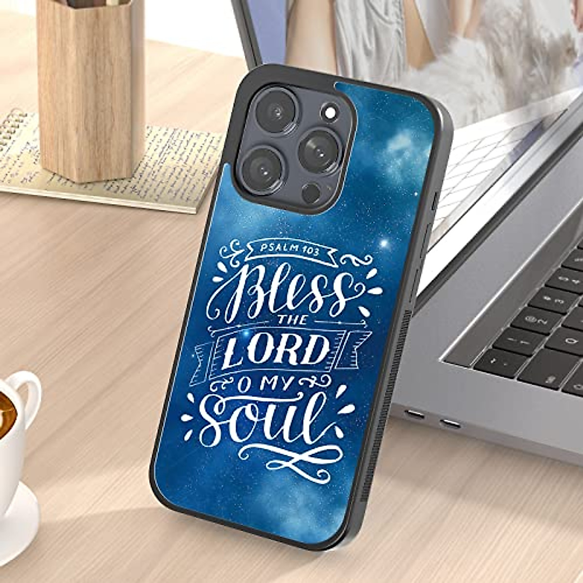 Bible Verses Quotes Phone Cases Bless God Blue Suitable for iPhone 11 12 13 14 Pro Max Plus Mini X 7 8 SE | Samsung Note 7 8 9 10 20 S21 S22 S23 Ultra Plus | Moto G Stylus | Pixel 4a 5XL 6 7 (White)