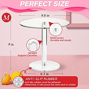 WILLSIN Acrylic Cake Stand, Round Cake Stands for Dessert Table, Clear Cupcake Stand for Birthday Party, Pastry Candy Pizza Display Riser for Wedding Event (Medium)