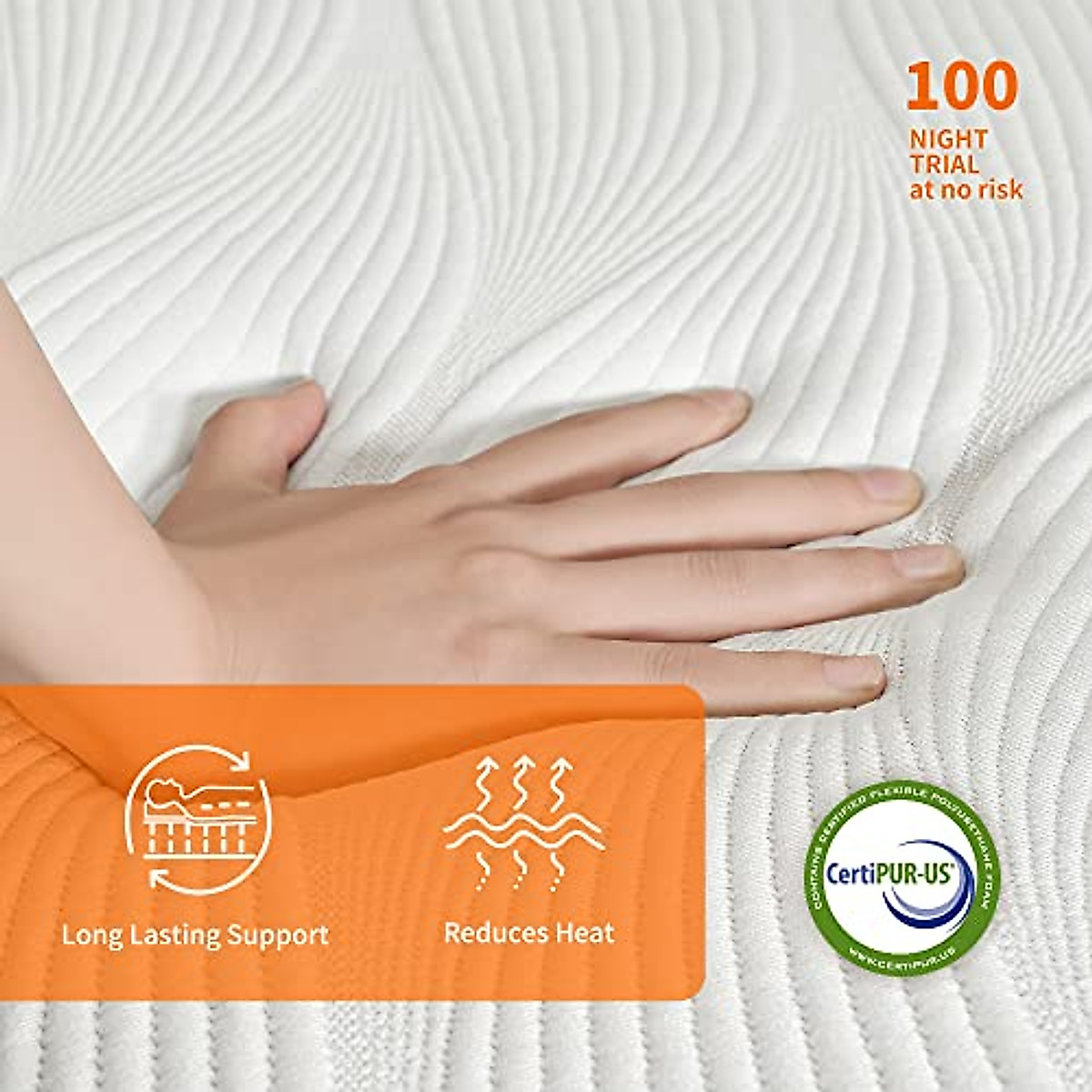 ESHINE 14 Inch Memory Foam Hybrid Mattress - 319 Independent Pocket Innersprings - Mattress in a Box - Edge Support - Medium Firm Mattress, Twin XL