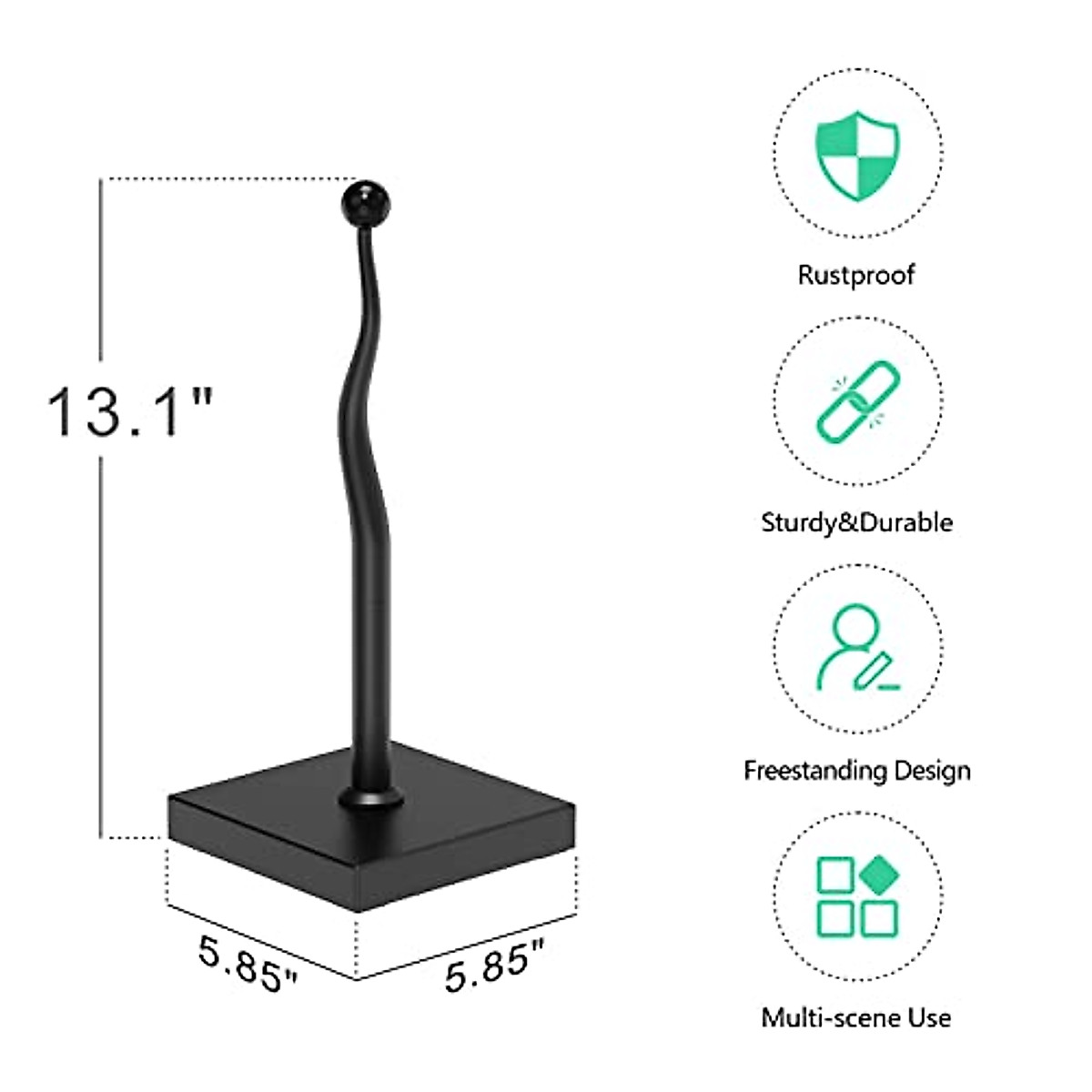 Paper Towel Holder Countertop Stand - GSlife Weighted Standing Paper Towel Roll Holders for Kitchen, Durable Metal - Elegant Black