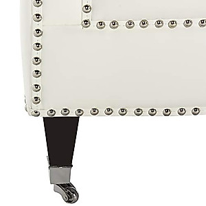 Safavieh Couture Home Miller White Leather and Chateau Brown Tufted Sofa